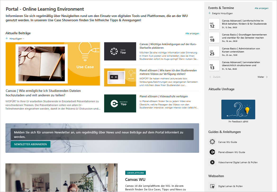 Portal - Online Learning Environment - Digital Lehren & Prüfen - Infos für Lehrende